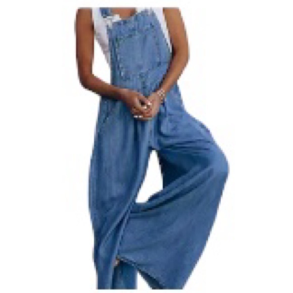 Pants & Jumpsuits | Lightweight Denim Overalls Extra Wide Leg Light ...